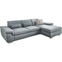 Ecksofa DIE PLANBAR "MP-IN17041 L-Form, Breite 325 cm", grau (steel), B:325cm H:85cm T:195cm, 100% Polyester, Sofas, Ecksofa, mit Sitztiefenverstellung, optional Kopfteilverstellung & Bettfunktion