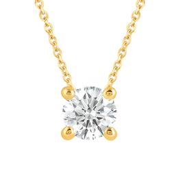 Kette mit Anh&auml;nger ONE ELEMENT "Collier Halskette aus 585 Gold - 45 cm", gold, Halsketten, Damen, 45cm, 0,25, Diamanten Gelbgold 585 Gold, Diamanten, Gelbgold 585, Gold, mit 1 Lab Grown Diamant 0,25 ct