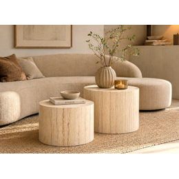Couchtisch ACTONA GROUP "Dice 2er Set - Steinoptik, modern & stilvoll, skandinavisches Design", beige, B:58cm H:40cm T:58cm, Tische, Couchtisch, OTTOs Choice, Pflegeleichter Beistelltisch, vielseitig, robust