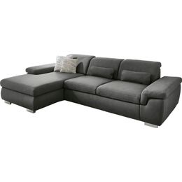 Ecksofa DIE PLANBAR "MP-IN17041 L-Form, Breite 325 cm", grau (anthrazit), B:325cm H:85cm T:195cm, 100% Polyester, Sofas, Ecksofa, mit Sitztiefenverstellung, optional Kopfteilverstellung & Bettfunktion