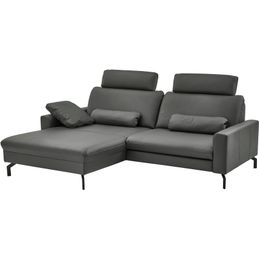 Ecksofa DIE PLANBAR "PN-EM20028 L-Form mit Kopfst&uuml;tzen", grau (anthrazit), B:248cm H:114cm T:179cm, Sofas, Ecksofa, wahlweise mit motorischem Canape