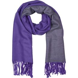 Schal styleBREAKER "2-Farbiger Schal mit Fransen", Damen, lila (violett, dunkelgrau), Obermaterial: 70% Viskose CV. 30% Wolle WO., Modisch, Modet&uuml;cher Schal