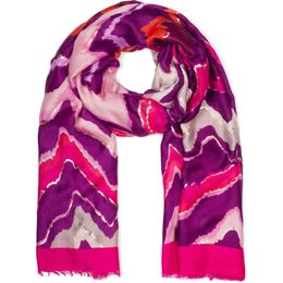 Schal styleBREAKER "Leichter Schal mit Zick-Zack Muster", Damen, pink (pink, violett), Obermaterial: 100% Viskose CV., Modisch, Modet&uuml;cher Schal