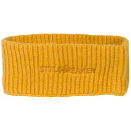 Stirnband styleBREAKER "Strick Stirnband Rippenmuster", Damen, gelb (curry), Obermaterial: 100% Polyester PES., Modisch, M&uuml;tzen Stirnband