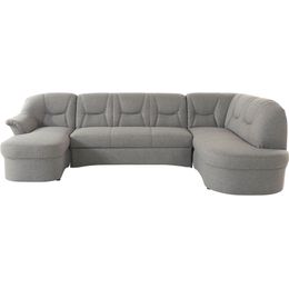 Wohnlandschaft DOMO collection "SARAFINA 295x83x180 cm, auch mit Federkern f&uuml;r mehr Sitzkomfort", grau (steelgrau), B:295cm H:83cm T:180cm, Luxus-Microfaser (92% Polyester, 8% Nylon);Microfaser PRIMABELLE (100% Polyester);Microfaser PRIMABELLE (100% Polyester) / Struktur (90% Polyester; 10% Polyacryl), Sofas, Wohnlandschaft, whlw. mit Bettfunktion, elegantes Design, U-Form