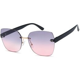 Sonnenbrille styleBREAKER "Rahmenlose Rechteckige Sonnenbrille", Damen, bunt (gestell schwarz, glas grau, rose verlauf), Modisch, Sonnenbrillen Sonnenbrille