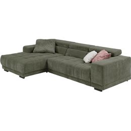 Ecksofa DIE PLANBAR "MP-IN15053 L-Form schmaler Schenkel", forest, B:303cm H:75cm T:190cm, 88% Polyester; 12% Polyamid, Sofas, Ecksofa, mit Kopfteilverstellung, wahlweise mit manueller Vorziehbank