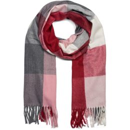 Schal styleBREAKER "Weicher karierter Schal mit Fransen", Damen, rot (bordeaux, rosa, grau), Obermaterial: 100% Viskose CV., Modisch, Modet&uuml;cher Schal