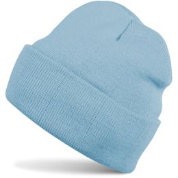 Strickm&uuml;tze styleBREAKER "Winter Strickm&uuml;tze mit Krempe", Damen, blau (hellblau), Obermaterial: 100% Polyacryl PAN., Modisch, M&uuml;tzen Strickm&uuml;tze