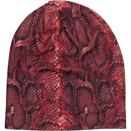 Beanie styleBREAKER "Beanie M&uuml;tze Glitzer Schlangen Muster", Herren, rot (weinrot), Obermaterial: 50% Viskose CV. 50% Polyester PES., Modisch, M&uuml;tzen Beanie
