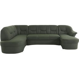 Wohnlandschaft DOMO collection "SARAFINA 295x83x180 cm, auch mit Federkern f&uuml;r mehr Sitzkomfort", gr&uuml;n, B:295cm H:83cm T:180cm, Luxus-Microfaser (92% Polyester, 8% Nylon);Microfaser PRIMABELLE (100% Polyester);Microfaser PRIMABELLE (100% Polyester) / Struktur (90% Polyester; 10% Polyacryl), Sofas, Wohnlandschaft, whlw. mit Bettfunktion, elegantes Design, U-Form