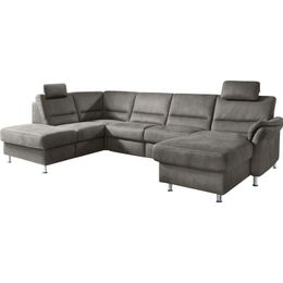 Wohnlandschaft DIE PLANBAR "ZE-EM16033 U-Form, Breite 316 cm", deluxe anthrazit, B:316cm T:203cm, 100% Polyester, Sofas, Wohnlandschaft, wahlweise mit Kopfst&uuml;tzen und echt bezogenem R&uuml;cken