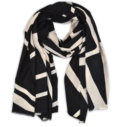 Schal styleBREAKER "Schal mit Graphic Lines Muster", Damen, schwarz (schwarz, wei&szlig;), Obermaterial: 80% Viskose CV. 20% Wolle WO., Modisch, Modet&uuml;cher Schal