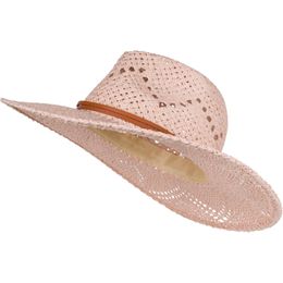Sonnenhut styleBREAKER "Panama Strohhut mit Stoff Zierband", Damen, rosa (altrose), Obermaterial: 100% Papierstroh PAS., Modisch, H&uuml;te