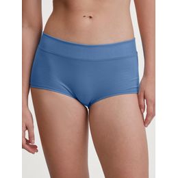 Panty Calida "Elastic", Damen, Gr. M (44/46), blau (riviera blau), Single Jersey, Obermaterial: 94% Baumwolle, 6% Elasthan, k&ouml;rpernah, Unterhosen Panty, mit breitem Elastikbund, sportlicher Look, Single Jersey-Qualit&auml;t