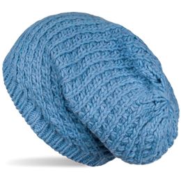 Strickm&uuml;tze styleBREAKER "Grobstrick Beanie M&uuml;tze", Damen, blau (hellblau), Obermaterial: 10% Viskose CV. 80% Polyacryl PAN. 10% Wolle WO., Modisch, M&uuml;tzen Strickm&uuml;tze