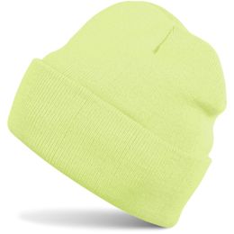 Strickm&uuml;tze styleBREAKER "Winter Strickm&uuml;tze mit Krempe", Damen, gr&uuml;n (apfelgr&uuml;n), Obermaterial: 100% Polyacryl PAN., Modisch, M&uuml;tzen Strickm&uuml;tze