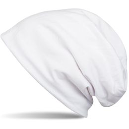 Beanie styleBREAKER "Unifarbene Beanie M&uuml;tze mit Fleece", Herren, wei&szlig;, 50% Viskose CV. 50% Polyester PES., Modisch, M&uuml;tzen Beanie