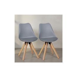 KADIMA DESIGN 2er Set Esszimmerst&uuml;hle LUND: Kunstlederbezug und Holzbeine, Skandinavisches Design, Komfortables Sitzen, Verschiedene Farben