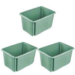 Aufbewahrungsbox keeeper "Emil, 3er Set, 45 L, 54,5 x 39 x 29,5 cm", nordic gr&uuml;n, B:54,5cm H:29,5cm T:39cm, Kunststoff, Aufbewahrungsboxen, Aufbewahrungsbox, ineinander und aufeinander stapelbar