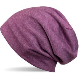 Beanie styleBREAKER "Unifarbene Beanie M&uuml;tze mit Fleece", Herren, lila (violett meliert), 50% Viskose CV. 50% Polyester PES., Modisch, M&uuml;tzen Beanie