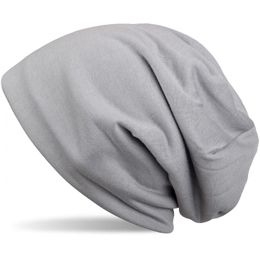 Beanie styleBREAKER "Unifarbene Beanie M&uuml;tze mit Fleece", Herren, grau, 50% Viskose CV. 50% Polyester PES., Modisch, M&uuml;tzen Beanie