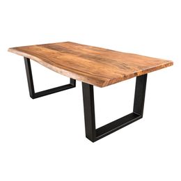Riess Ambiente riess-ambiente Couchtisch MAMMUT - 120cm Akazie natur V-Gestell schwarz 2,5cm Tischplatte Massivholz