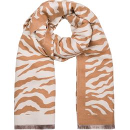 Schal styleBREAKER "Schal mit Zebra Muster", Damen, beige (beige, braun), Obermaterial: 80% Viskose CV. 20% Baumwolle CO., Modisch, Modet&uuml;cher Schal