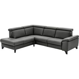 Ecksofa DIE PLANBAR "PN-EM23166 L-Form", grau (anthrazit), B:261cm H:80cm T:235cm, Sofas, Ecksofa, optional mit Kopfteilverstellung und Stauraum