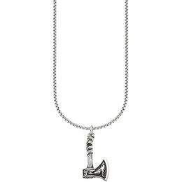 Kette mit Anh&auml;nger Bruno Banani "Schmuck Geschenk Halsschmuck Halskette mit Anh&auml;nger Beil-Design", schwarz (edelstahlfarben, schwarz), Halsketten, Damen, Edelstahl, L: 55 B: 2,8mm, B:2,8mm