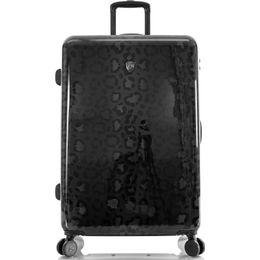 Hartschalen-Trolley Heys "Leopard, 76 cm", Gr. B/H/T: 51cm x 76cm x 30cm 111 l, schwarz (schwarz leopard), Polycarbonat, Koffer, Heys Reisegep&auml;ck TSA Schloss Volumenerweiterung
