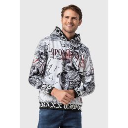 Cipo & Baxx Kapuzenpullover CIPO & BAXX "Sweatshirts", Herren, Gr. M, wei&szlig;, 50% Baumwolle, 50% Polyester, bedruckt, regular fit, Pullover Kapuzenpullover, mit Allover-Print