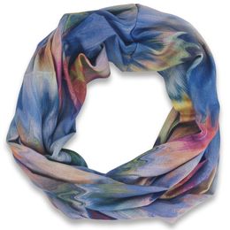 Loop styleBREAKER "Loop Schal mit Aquarell Wellenmuster", Damen, blau (blau, rose), Obermaterial: 100% Viskose CV., Modisch, Modet&uuml;cher Loop