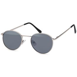 Sonnenbrille styleBREAKER "Sonnenbrille Pantobrille rund", Damen, grau (gestell silber, glas grau get&ouml;nt), Modisch, Sonnenbrillen Sonnenbrille