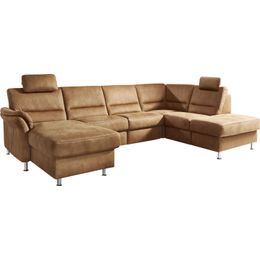 Wohnlandschaft DIE PLANBAR "ZE-EM16033 U-Form, Breite 316 cm", deluxe zimt, B:316cm T:203cm, 100% Polyester, Sofas, Wohnlandschaft, wahlweise mit Kopfst&uuml;tzen und echt bezogenem R&uuml;cken