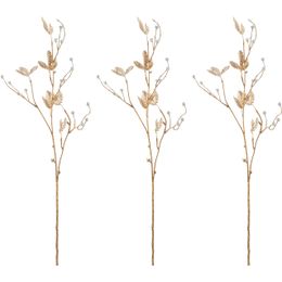 Kunstzweig Creativ green "Blattzweig", gold, H:122cm, Kunststoff, Kunstpflanzen, Kunstzweig, in festlicher Farbe