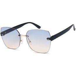 Sonnenbrille styleBREAKER "Rahmenlose Rechteckige Sonnenbrille", Damen, bunt (gestell schwarz, glas grau, apricot verlauf), Modisch, Sonnenbrillen Sonnenbrille