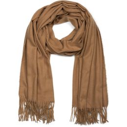 Schal styleBREAKER "Weicher Schal Uni mit Fransen", Damen, braun (camel), Obermaterial: 100% Viskose CV., Modisch, Modet&uuml;cher Schal