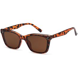 Wayfarer styleBREAKER "Nerd Sonnenbrille Flachgl&auml;ser", Damen, braun (gestell braun demi, glas braun), Modisch, Sonnenbrillen