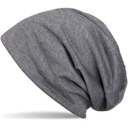 Beanie styleBREAKER "Uni Slouch Beanie M&uuml;tze", Herren, grau (dunkelgrau meliert), Obermaterial: 65% Baumwolle CO. 35% Polyester PES., Modisch, M&uuml;tzen Beanie