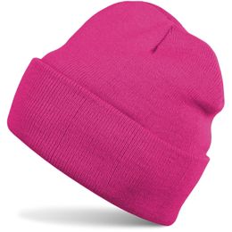 Strickm&uuml;tze styleBREAKER "Winter Strickm&uuml;tze mit Krempe", Damen, pink, Obermaterial: 100% Polyacryl PAN., Modisch, M&uuml;tzen Strickm&uuml;tze