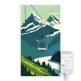 Heidenfeld Infrarotheizung HF-HP105, mit Bild, 16 Motive, 10 J. Garantie, Thermostat, Wandmontage (1000 Watt, Mountain)