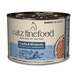 Catz Finefood Ragout No.605 Lachs & Wildente Katzen-Nassfutter ohne Getreide 6x190g