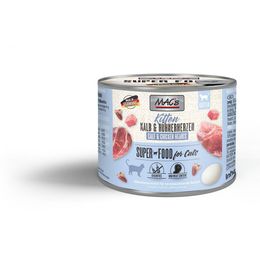 MAC's Cat Fleischmen&uuml; Kitten Kalb und H&uuml;hnerherzen Katzen-Nassfutter getreidefrei 6x200g