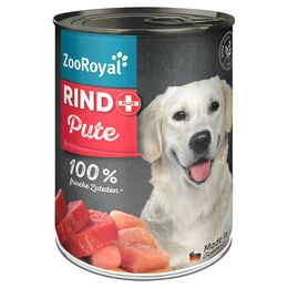 ZooRoyal Rind + Pute Hunde-Nassfutter ohne Zuckerzusatz 400g