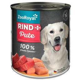 ZooRoyal Rind + Pute Hunde-Nassfutter ohne Zuckerzusatz 800g