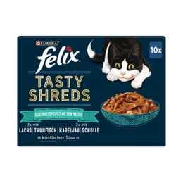 FELIX Tasty Shreds Geschmacksvielfalt aus dem Wasser Katzen-Nassfutter ohne k&uuml;nstliche Aroma- und Farbstoffe 10x80g