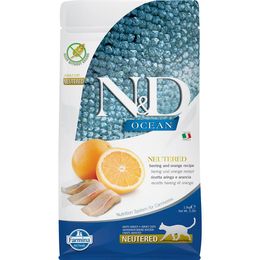 Farmina N&D Cat Ocean mit Hering & Orange Katzen-Trockenfutter f&uuml;r kastrierte Katzen 1,5kg