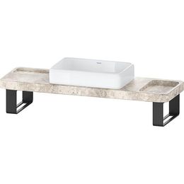 Duravit Collection One Waschtisch-Konsolen-Set D4800800 140x45x90cm, mit Konsole, Konsolentr&auml;ger, grauer Travertin poliert