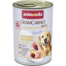 animonda GranCarno Sensitiv Nassfutter Hund Adult, Pute und Kartoffel 24x400 g